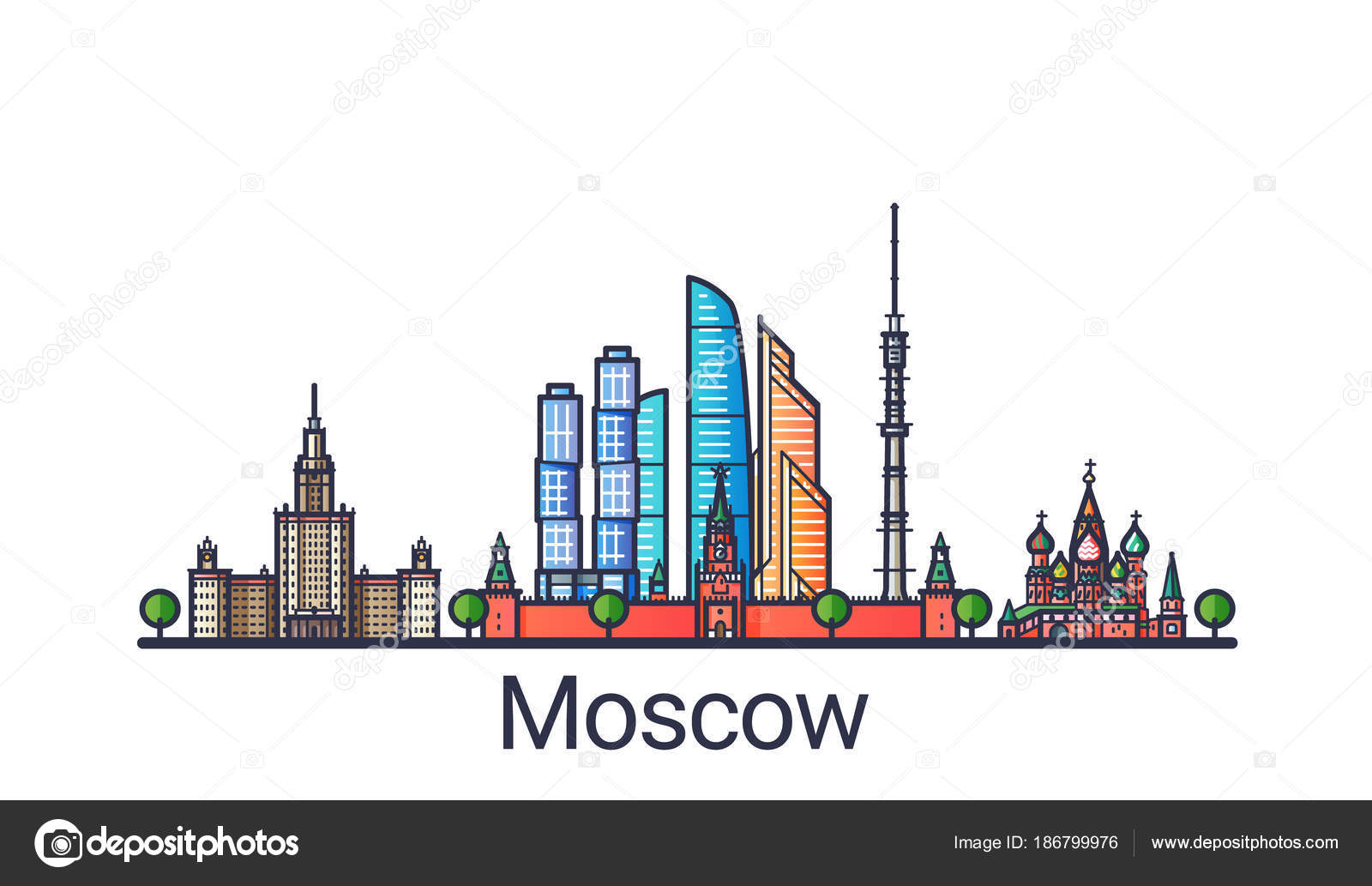 Flat line Moscow banner Stock Vector by ©itsdesign.net.gmail.com 186799976