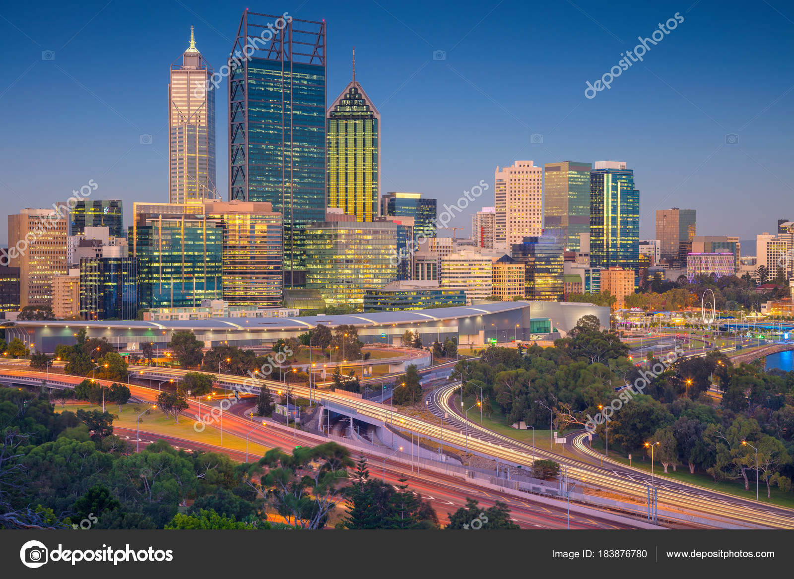 Perth Cityscape Image Perth Skyline Australia Sunset — Stock Photo ...