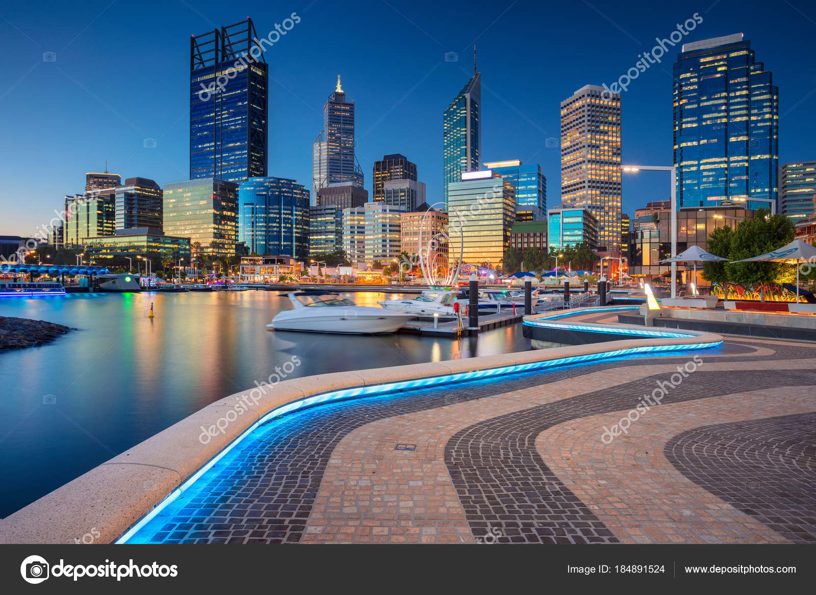Perth Cityscape Image Perth Downtown Skyline Australia Sunset Stock ...