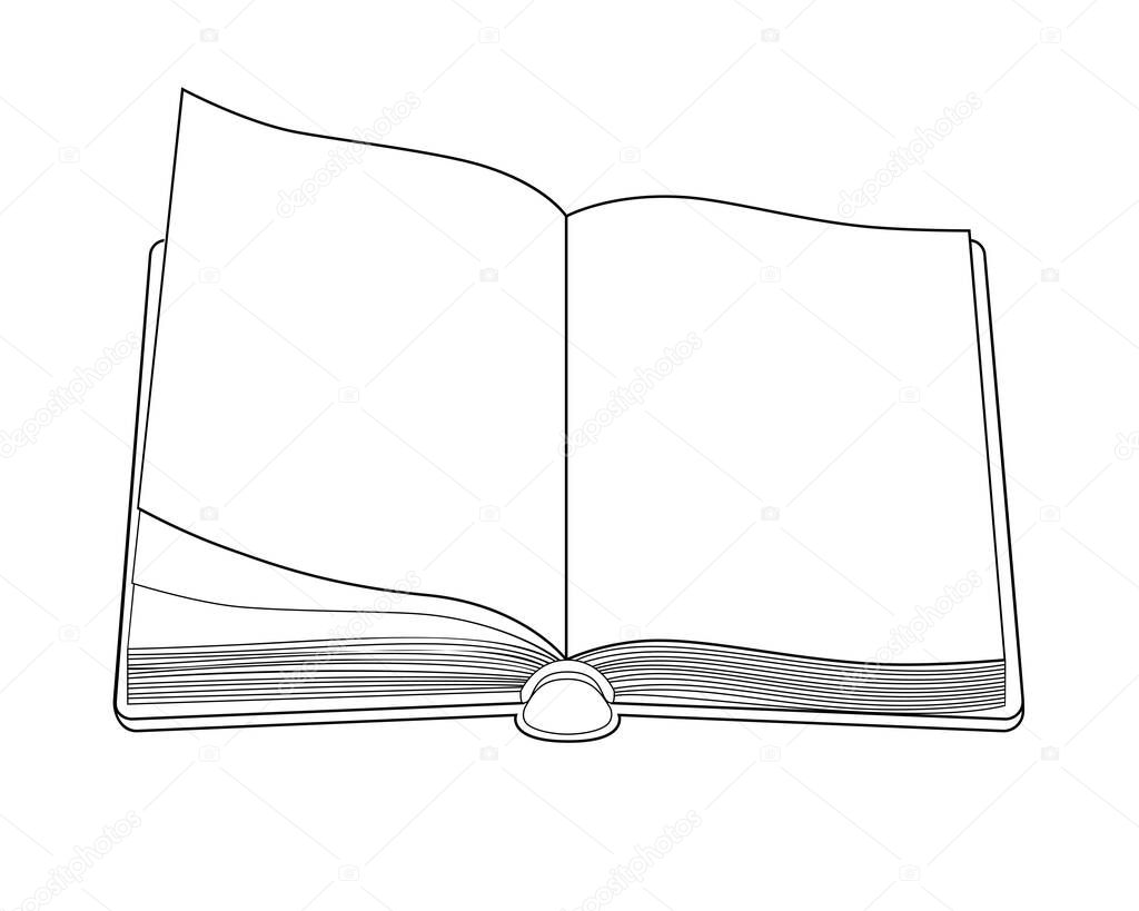 Libro en blanco abierto o diario - lineal, imagen vectorial para ...