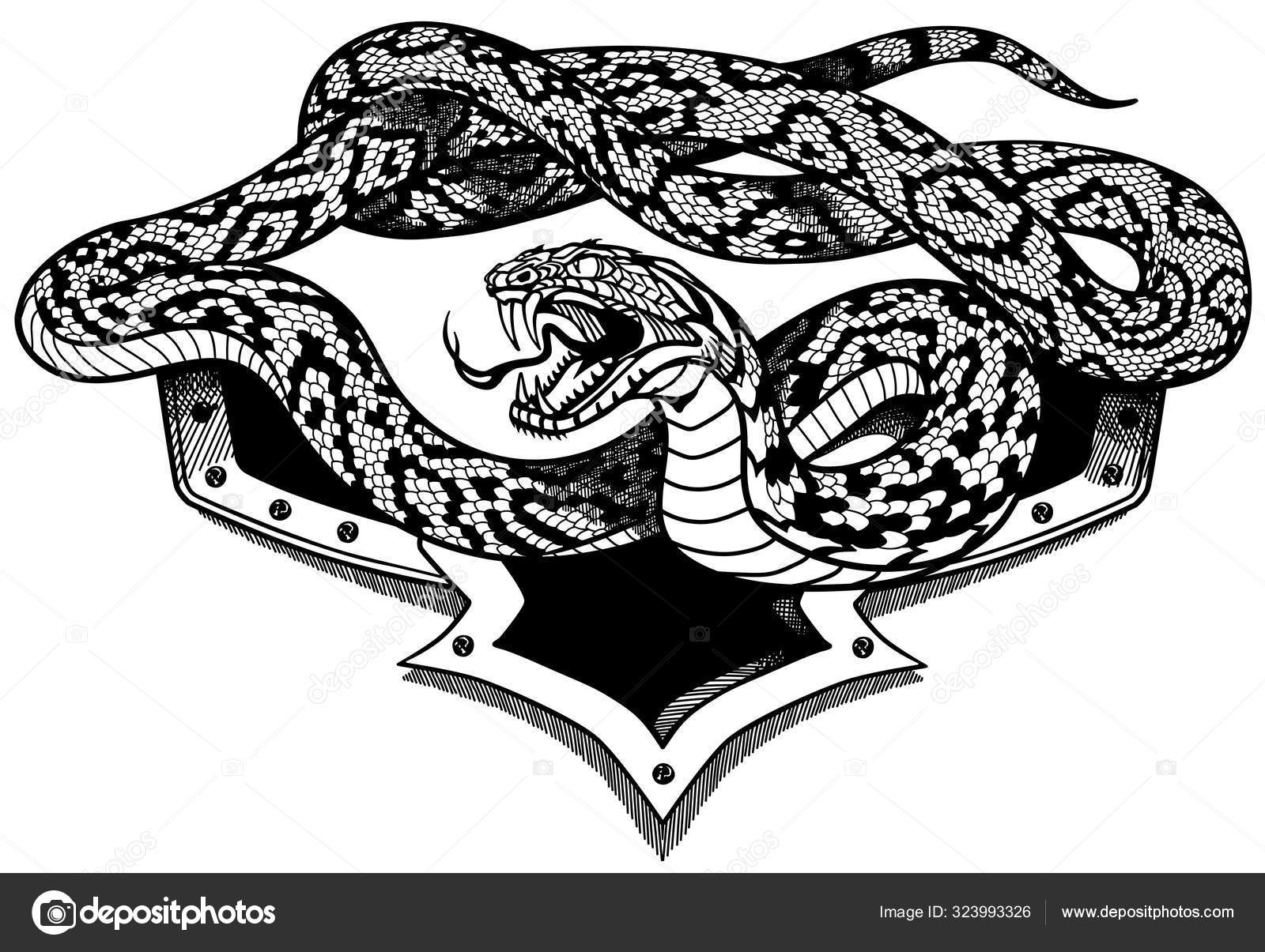 Snake heraldic black and white — Stock Vector © insima #323993326