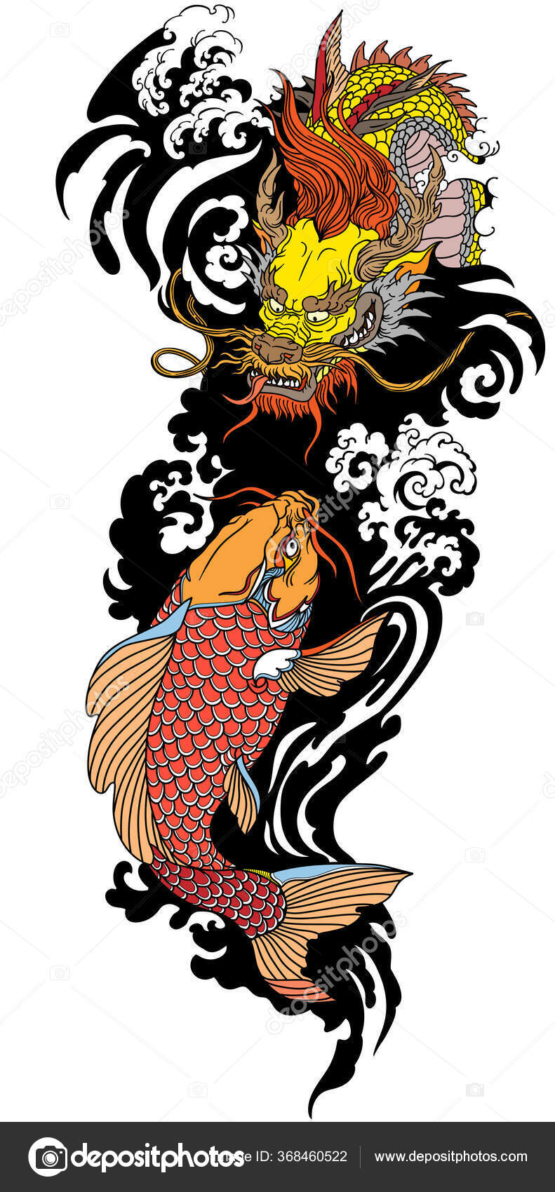 Koi Fish Dragon Gate Tattoo