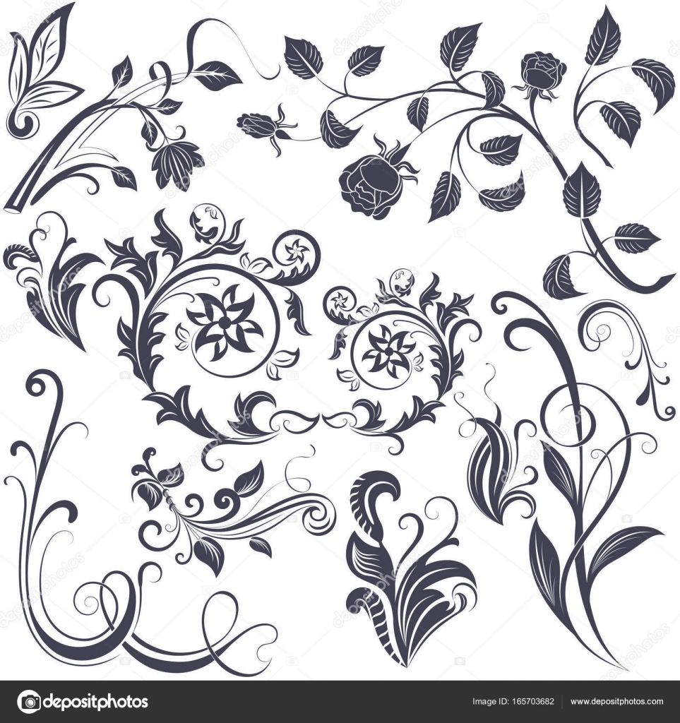 Vintage flower design elements. Stock Vector by ©lenapix 165703682