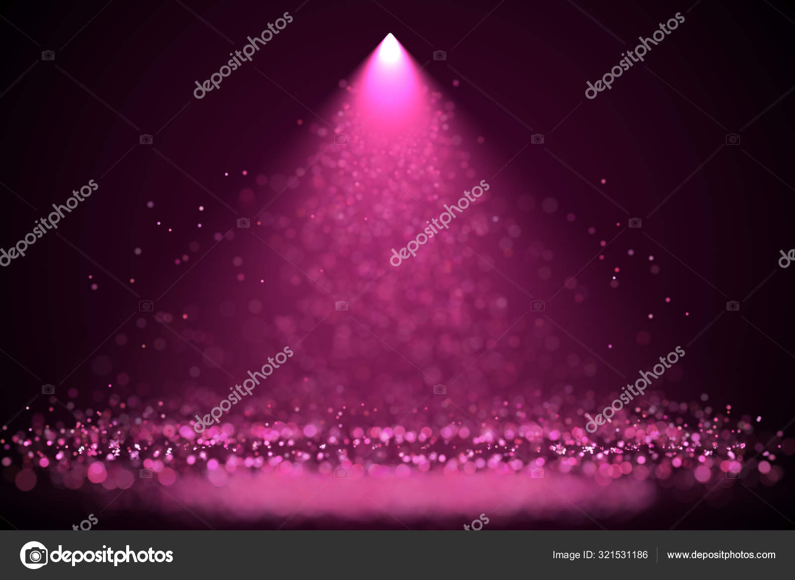 Pink light spotlight with falling glowing sparkles Stock Photo by ...