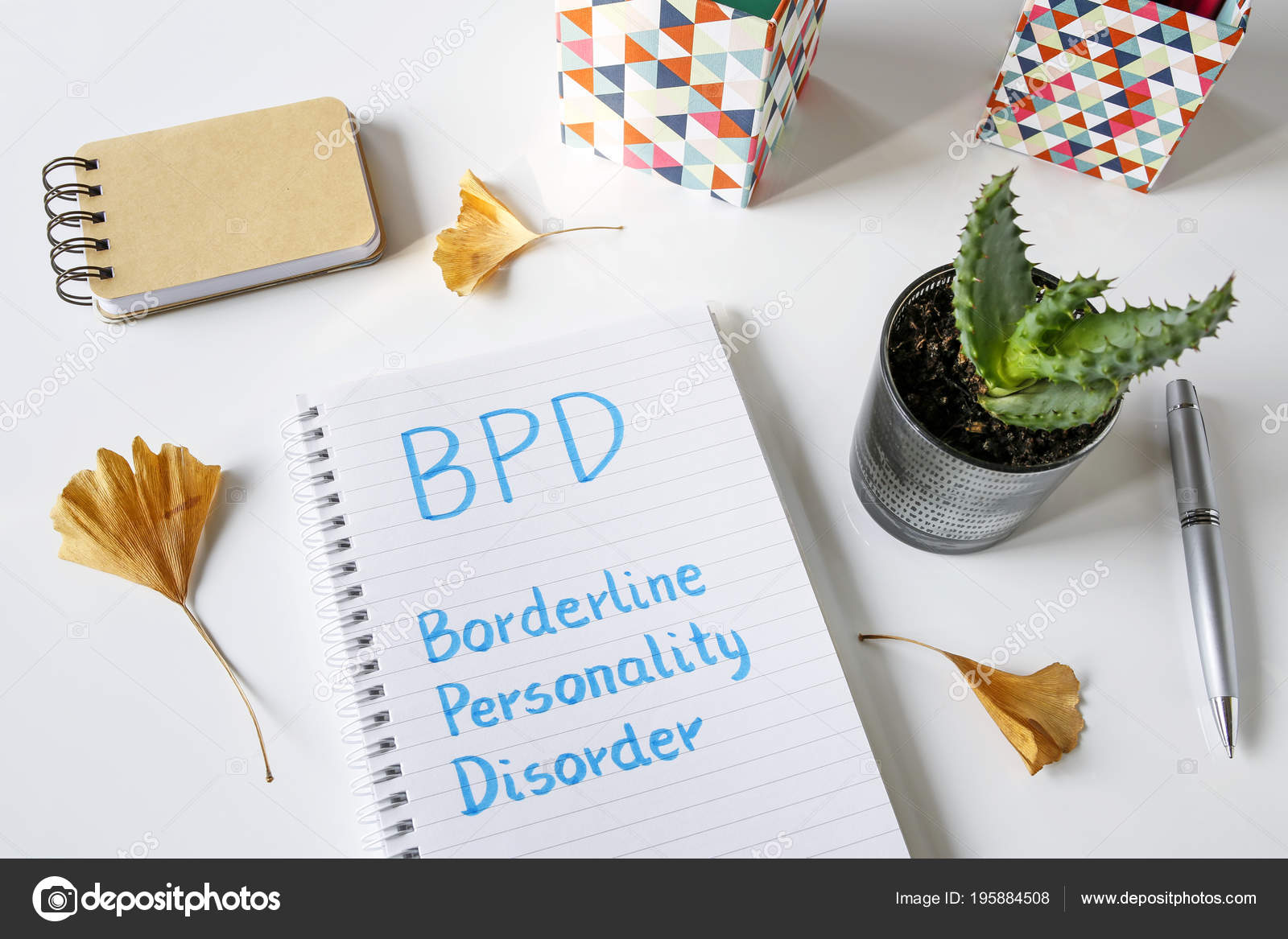 Bpd Borderline Personality Disorder Written Notebook White Table Stock ...