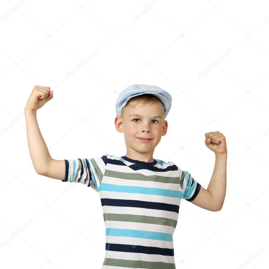 Boy shows strongman Stock Photo by ©choocha69 127368120