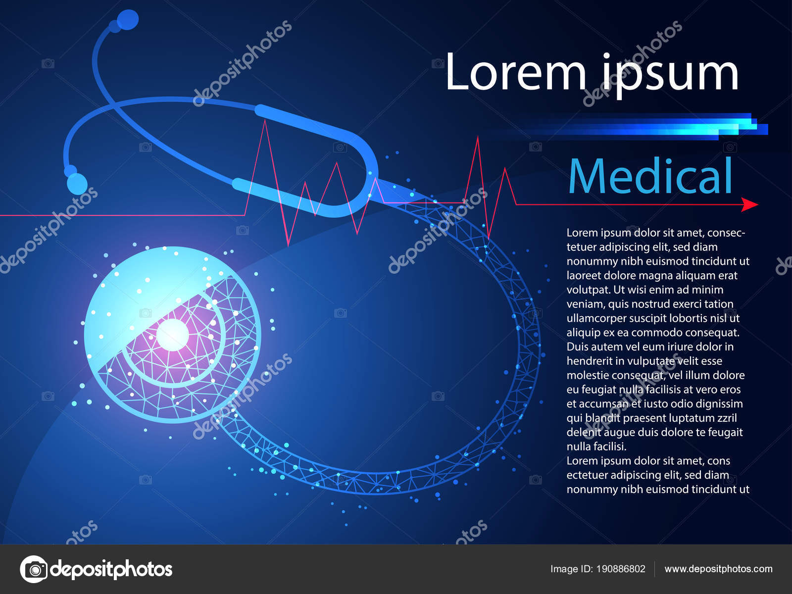 Abstract Health Science Consist Stethoscope Digital Technology Concept ...