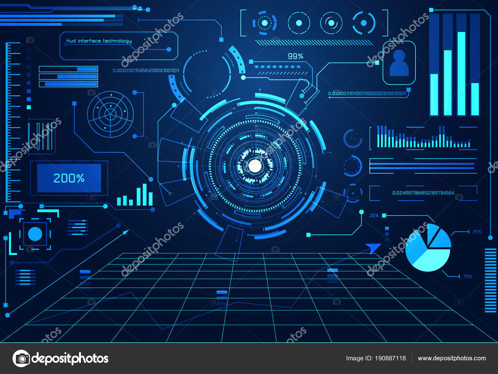 Abstract Technology Futuristic Concept Hud Interface Hologram Elements ...