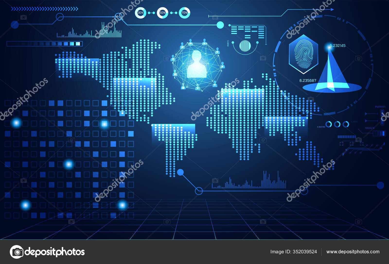 Abstract Technology Futuristic Map Hud Interface Hologram Elements ...