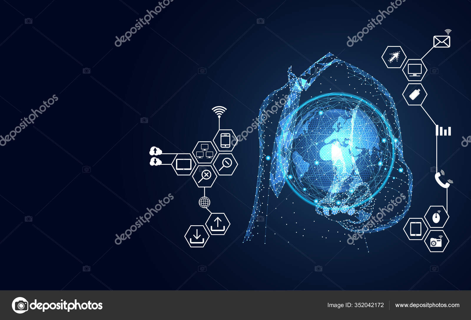 Abstract Technology Line Triangle Points Businessman Low Poly Finger ... Abstract Technology Line Triangle Points Businessman Low Poly Finger ...