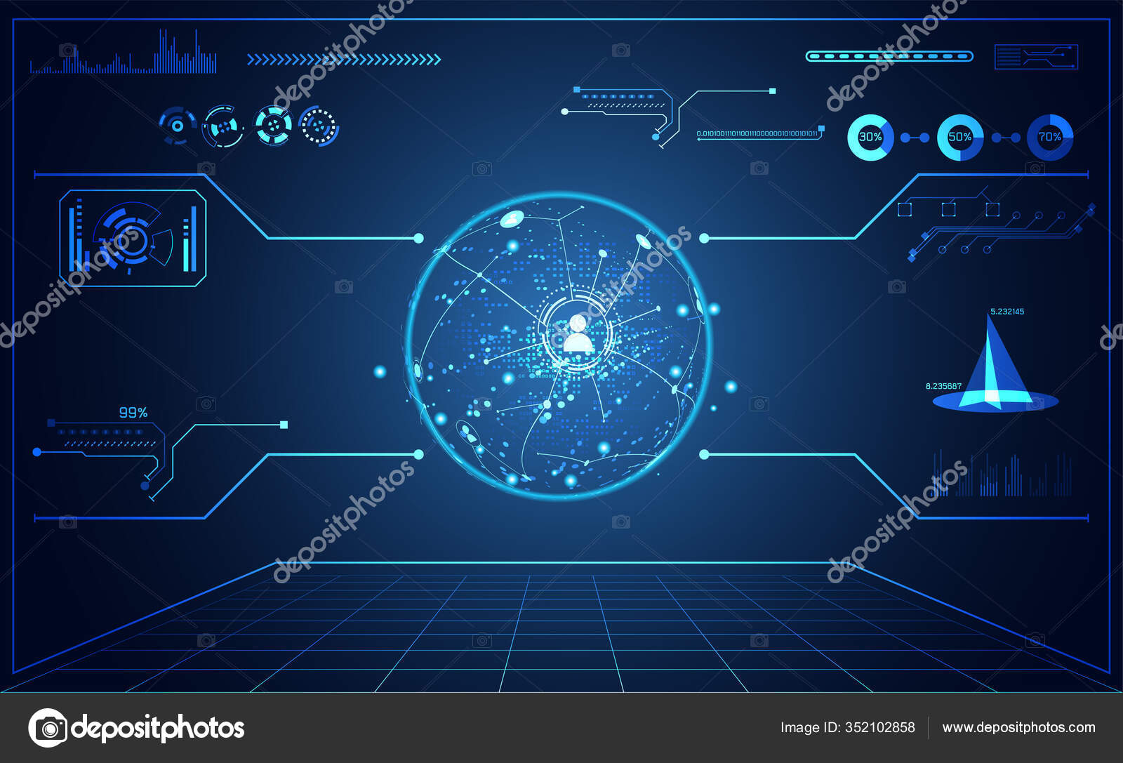 Abstract Technology Futuristic Map Hud Interface Hologram Elements Digital Data Stock Vector ...