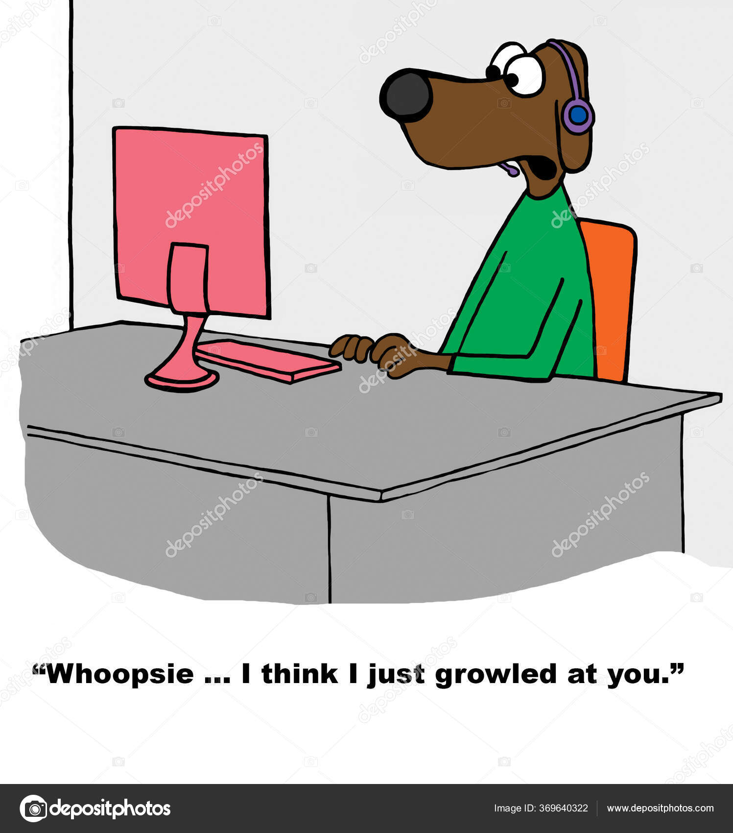 Color Cartoon Call Center Dog Apologizing Customer Just Accidentally ...