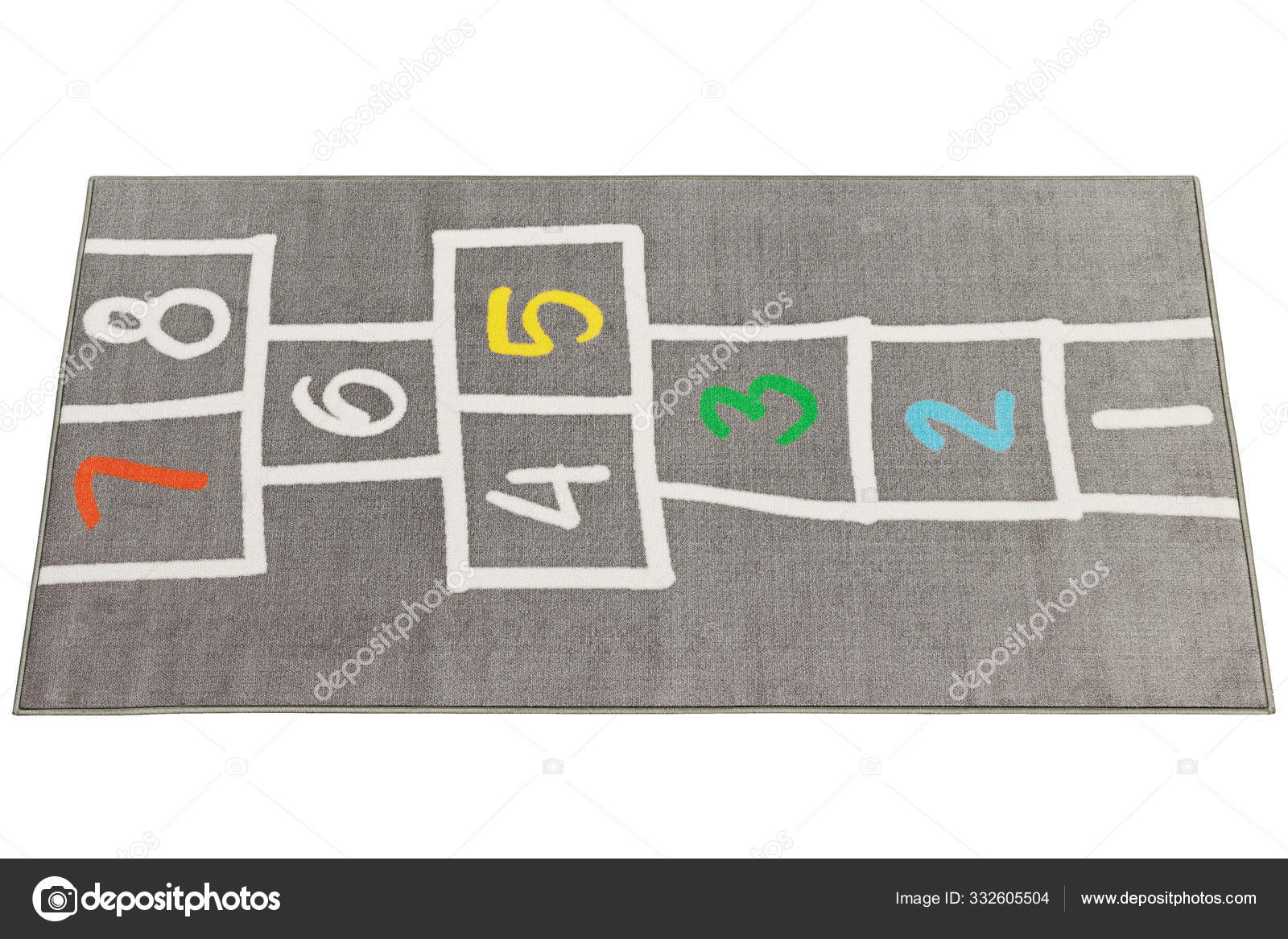 Modern rectangular gray rug with a hopscotch pattern. 3d render — Stock ...