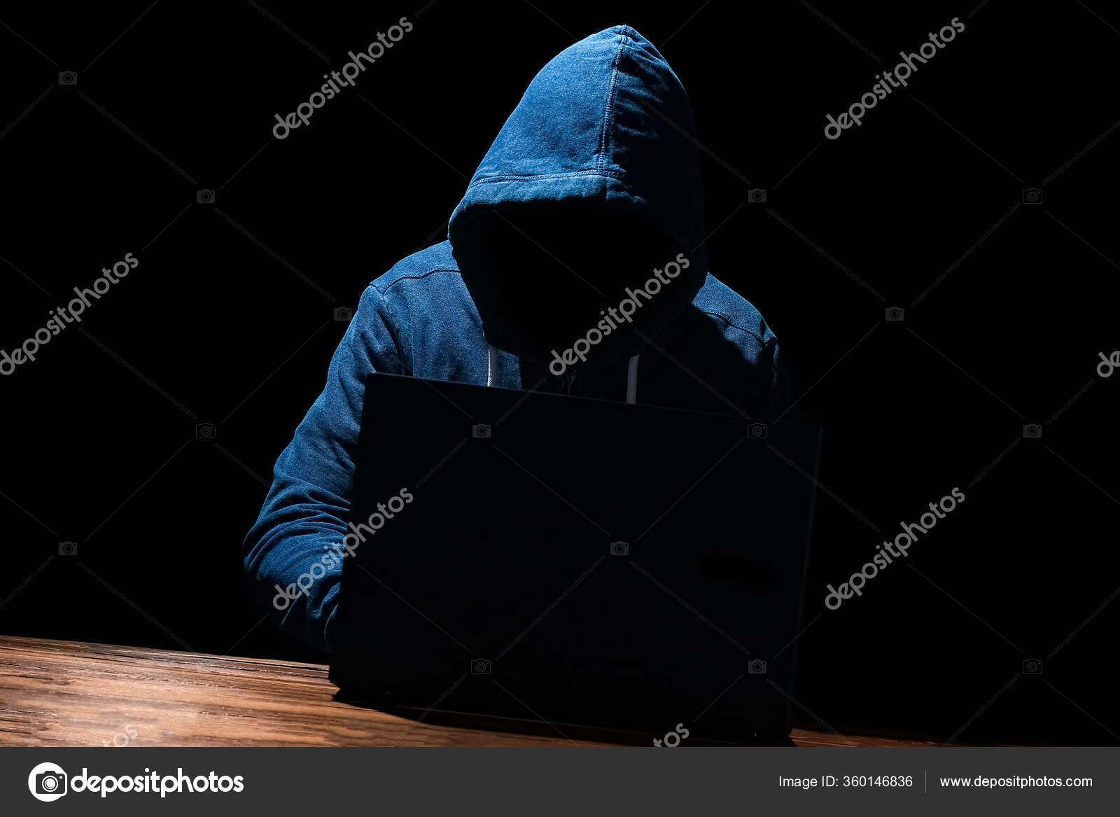 Hacker Laptop Sits Table Abstract Binary Code Business Life Threat ...