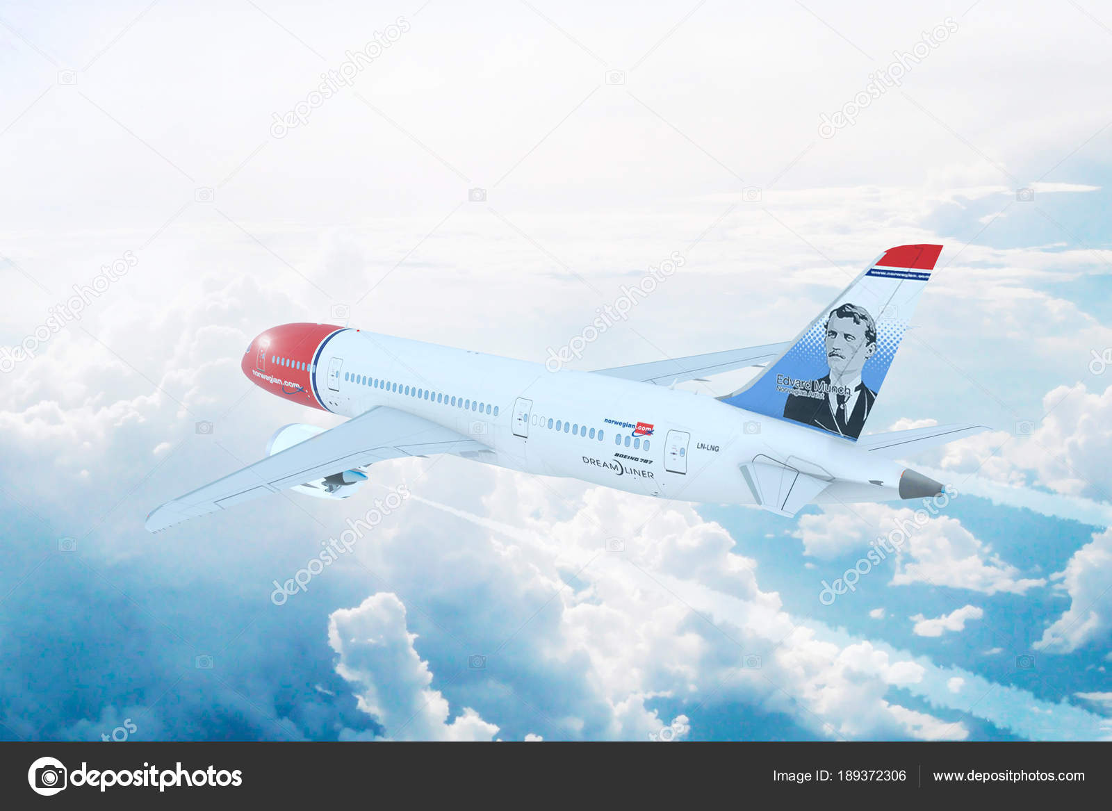 Aerial Flight View Norwegian Airlines Boeing 787 Dreamliner Flying High ...