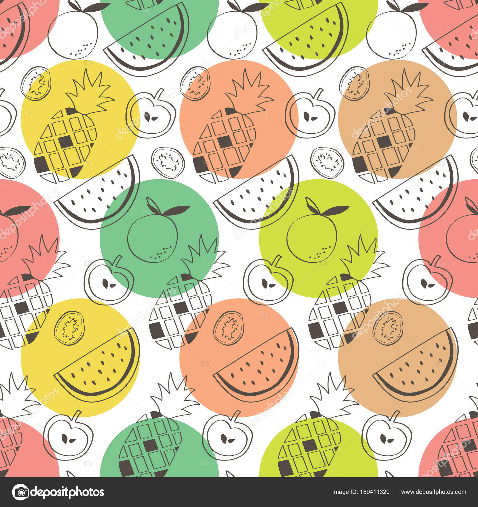 Colourful Bullets Pineapple Watermelon Apple Kiwi Orange Playful Modern ...