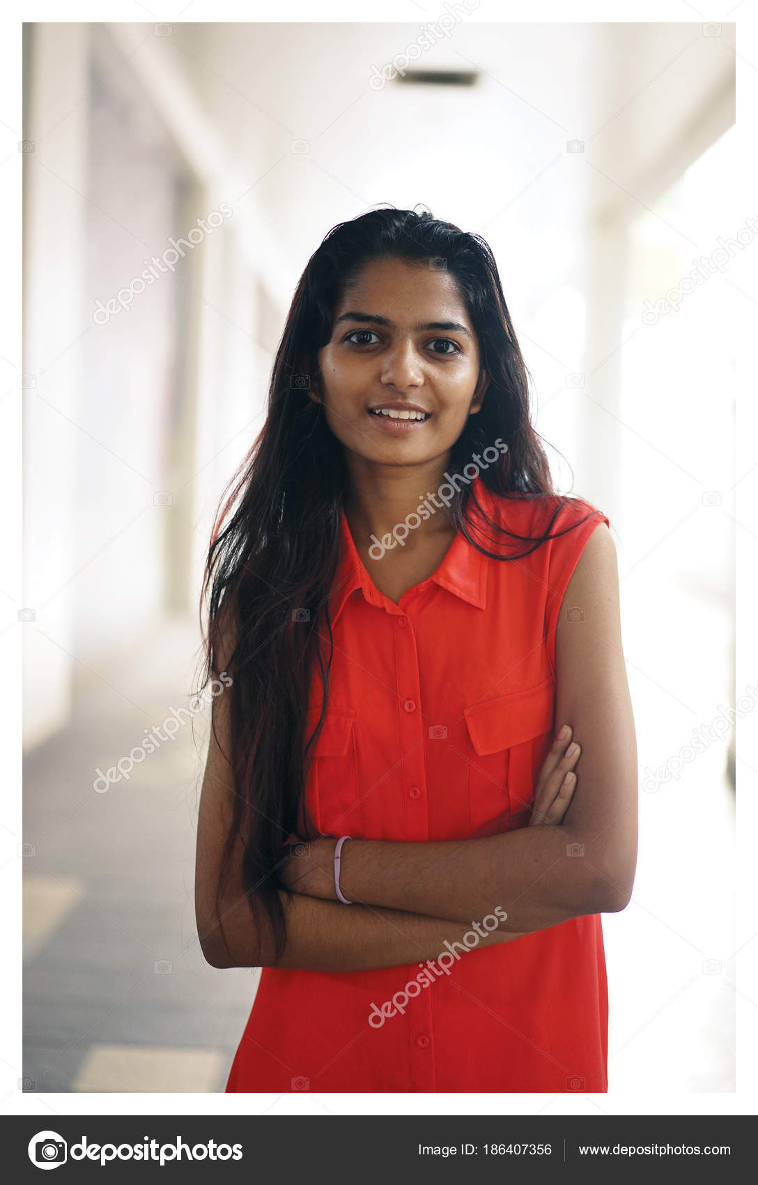 Portrait Young Indian Student Smiling Campus University Coworking Space ...
