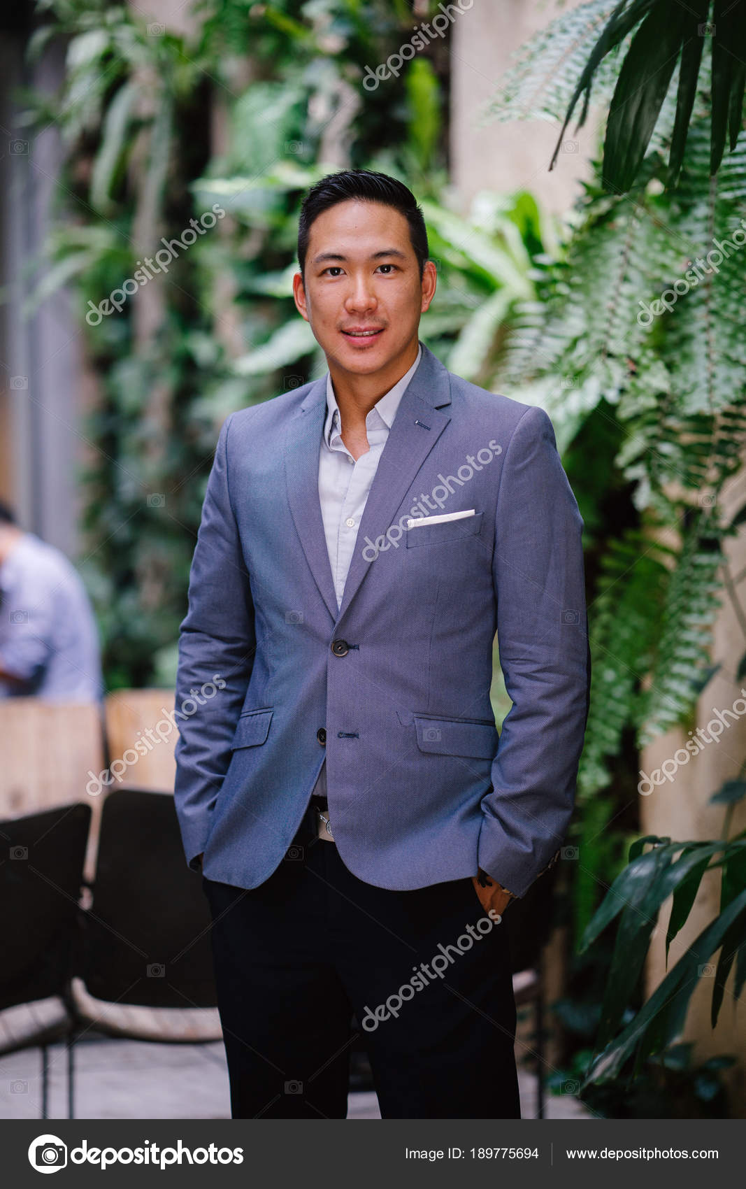 Portrait Handsome Young Smart Chinese Asian Man Suit Smiling Standing ...