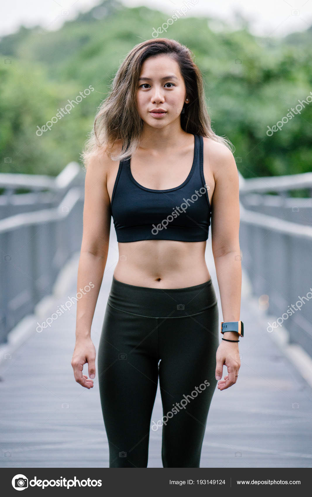 Portrait Attractive Young Chinese Asian Woman Dressed Sporty Active ...