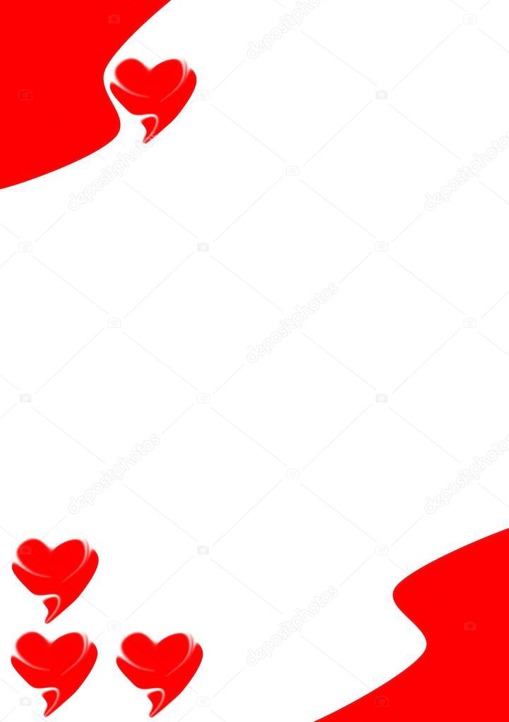 Diseño de fondo de tamaño de papel A5 con corazones de amor rojos y un ...