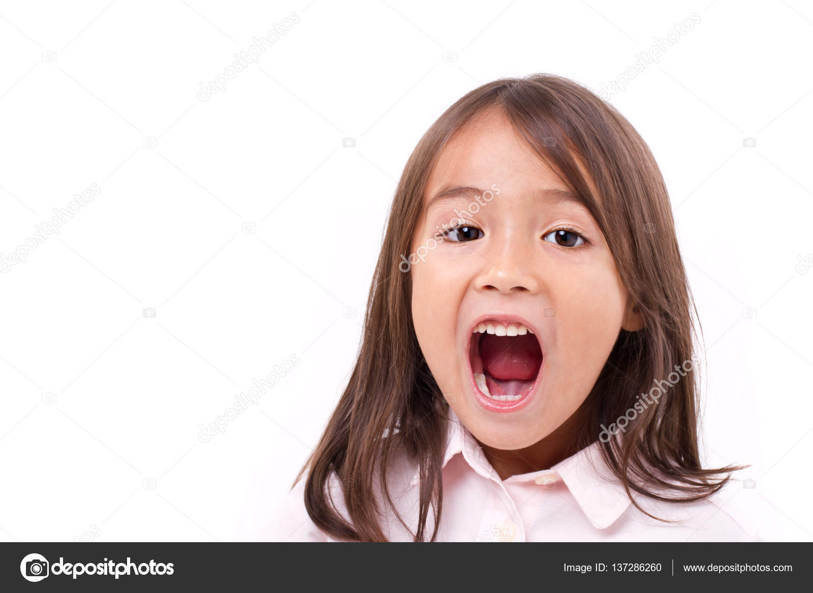 Cute little girl shouting, communication, announcing — Stock Photo ...