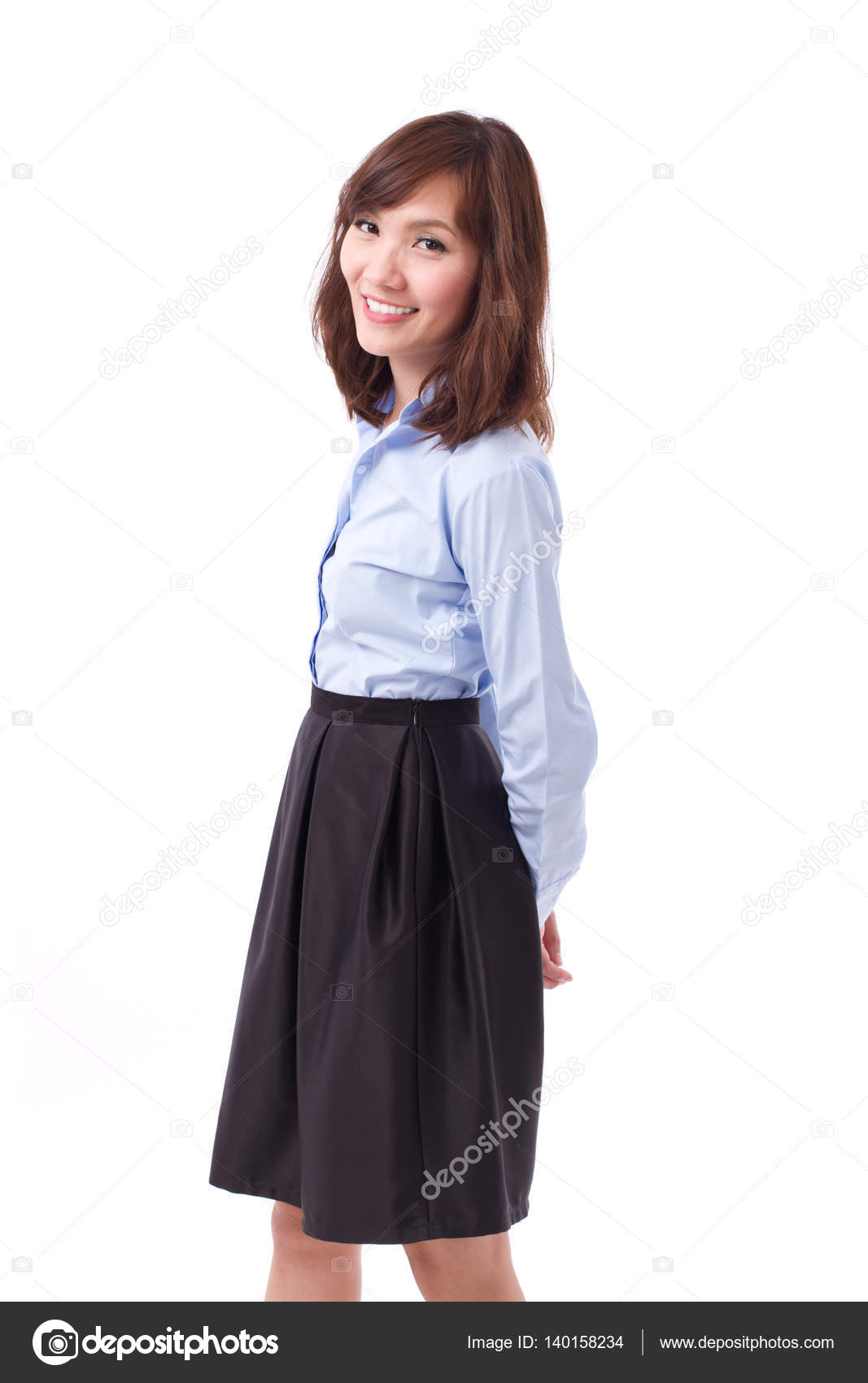 Happy, smiling, positive woman office worker in smart casual dre ... Happy, smiling, positive woman office worker in smart casual dre ...