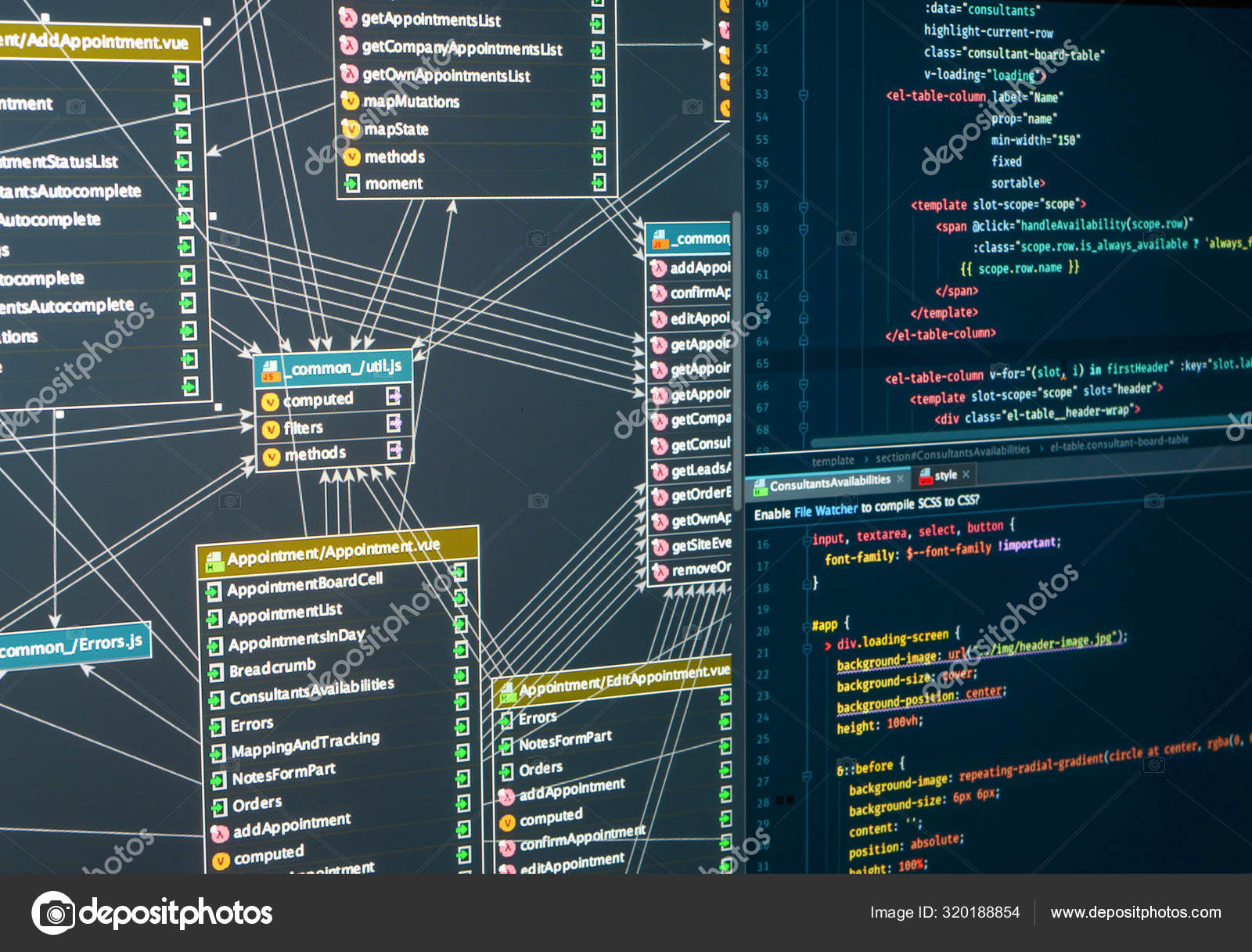 Back-end project architecture development. Database Development Planning — Stock Photo ...