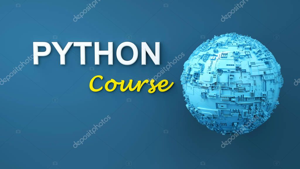 Python curso 3d ilustración. Concepto de aprendizaje en línea del ...