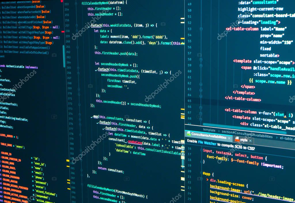 Código de programa Javascript, PHP, HTML, CSS del sitio. Desarrollo web ... Código de programa Javascript, PHP, HTML, CSS del sitio. Desarrollo web ...