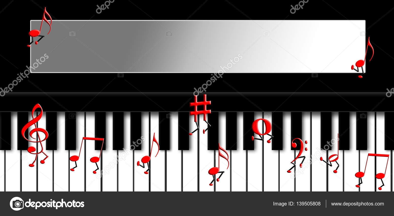 Piano Keyboard with Music Notes Running across keyboard — Stock Photo ...