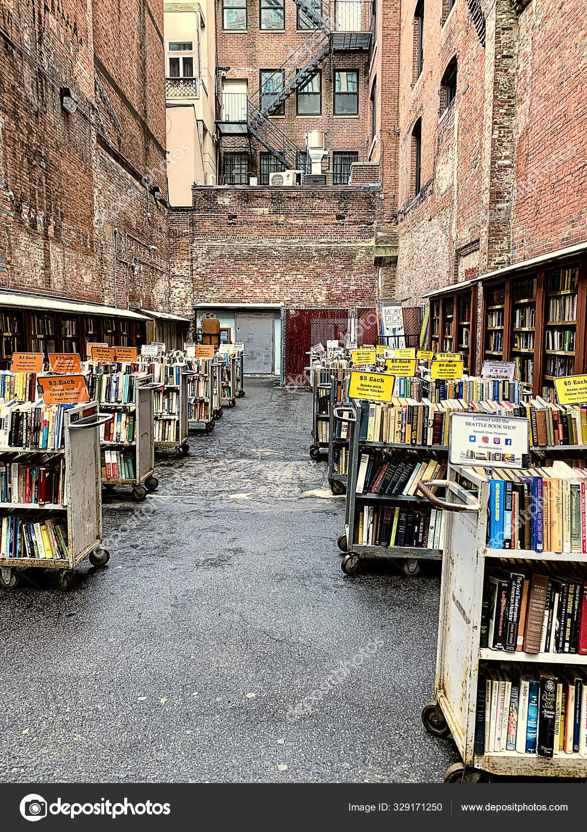 Image Outdoor Bookstore Many Stands Books Sale Located Two Buildings ...