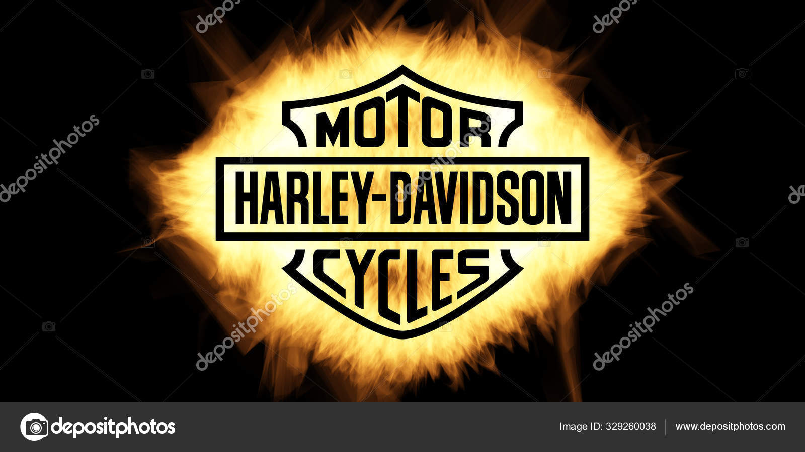 Efecto de las llamas ardientes amarillas en el logotipo de Harley ...