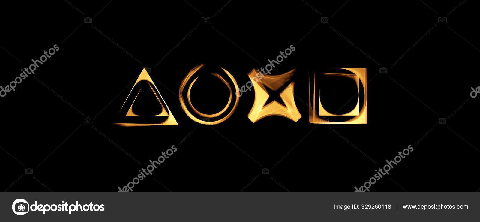 Yellow Burning Flames Effect on Sony PlayStation Icon Logo Shape ...
