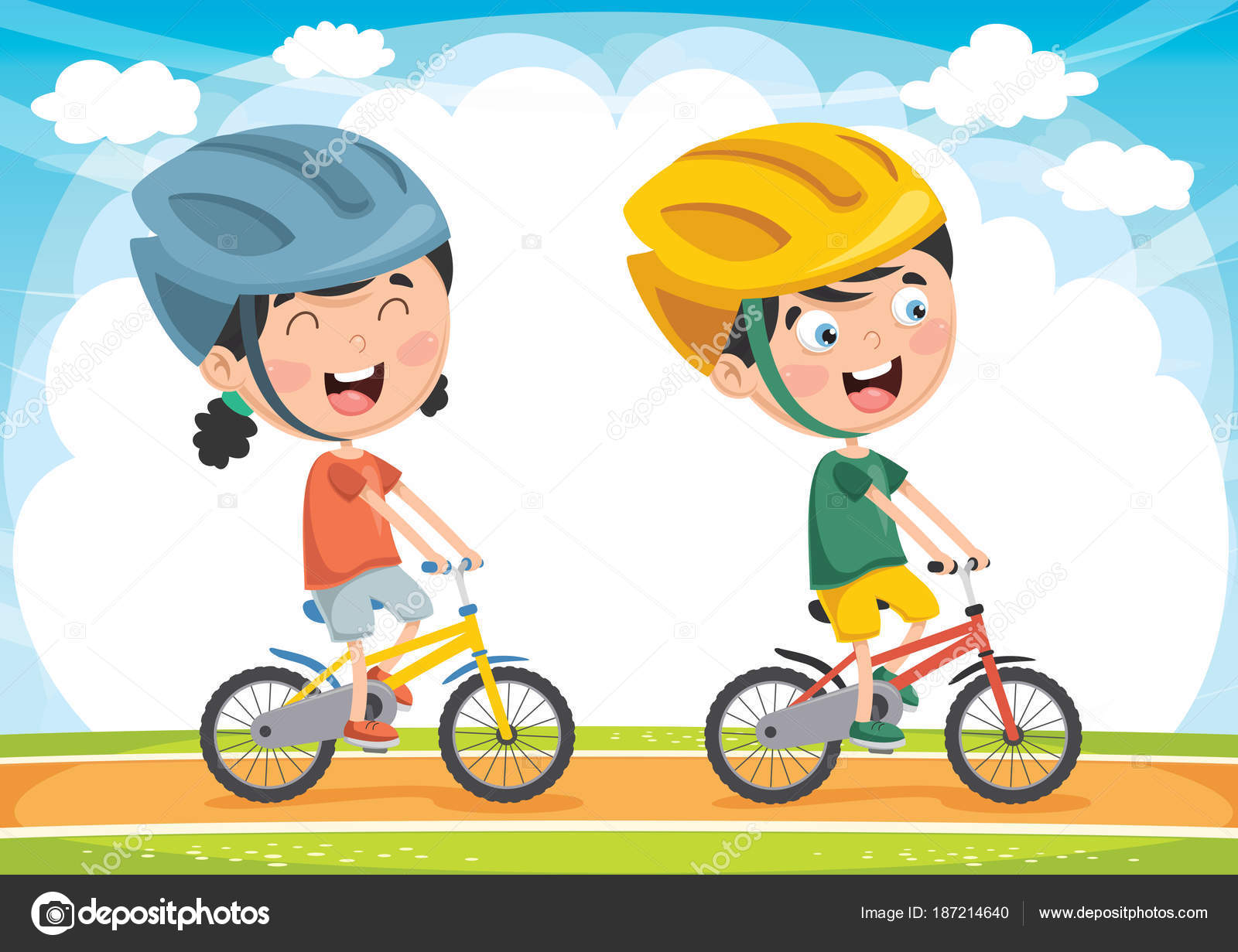 Ilustración Vectorial Ciclismo Infantil vector, gráfico vectorial ...