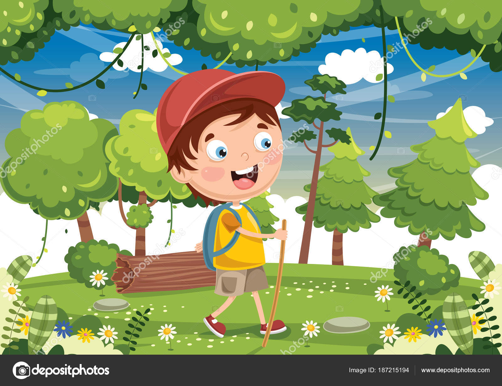 Kids Trekking Vector