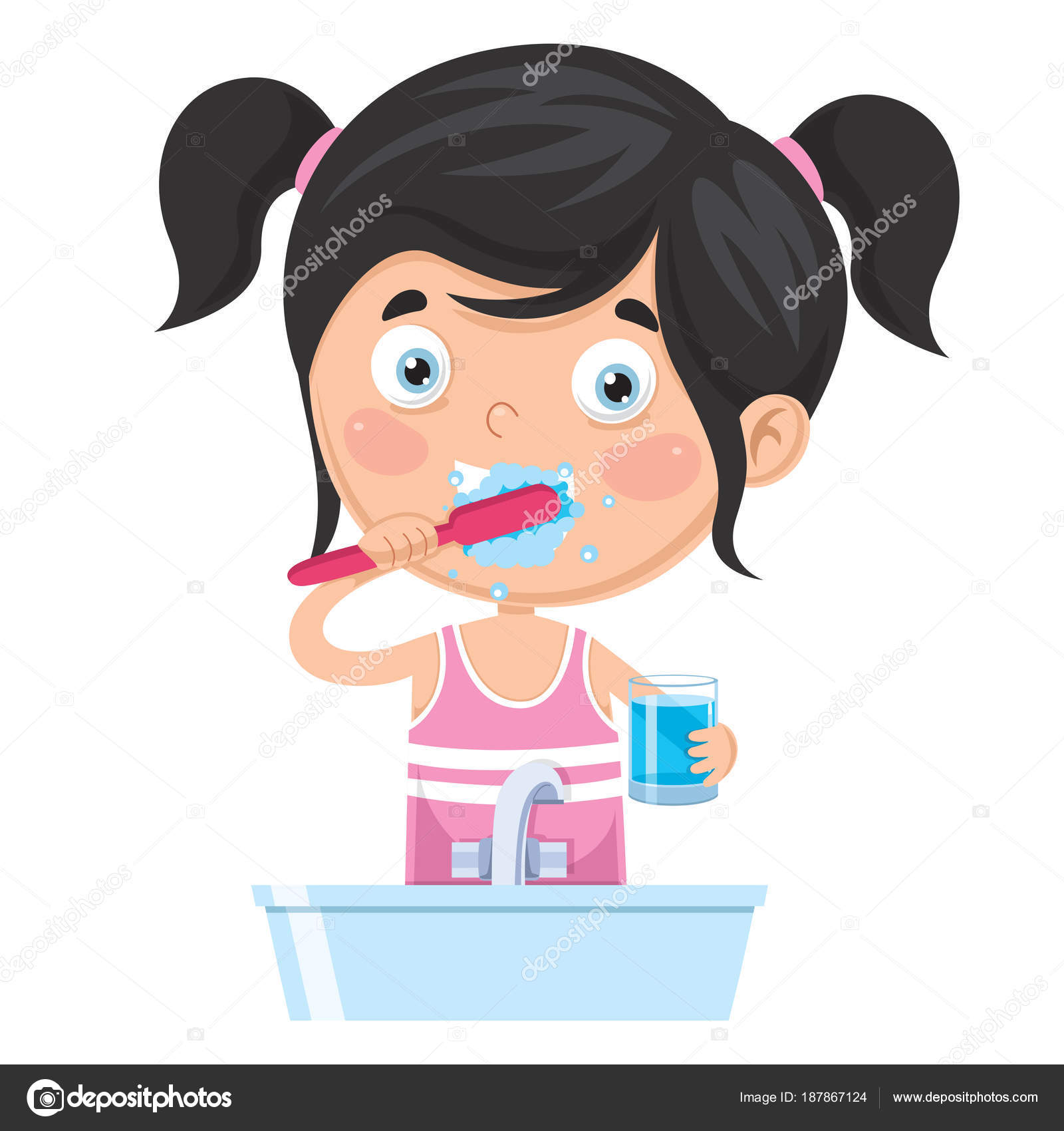 Vector Illustration Kid Brushing Teeth Stock Vector Image by ...