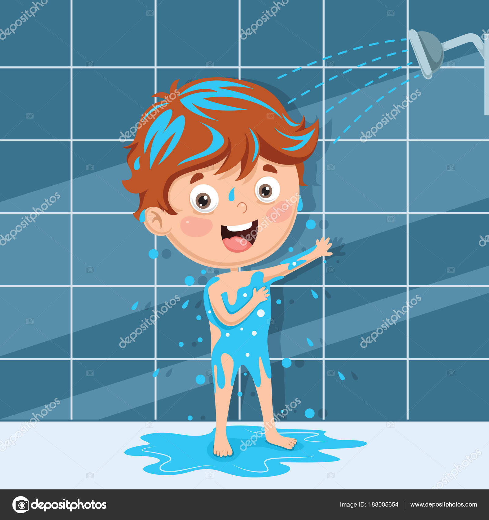 Vector Illustration Kid Bathing Stock Vector Image by ©yusufdemirci ...