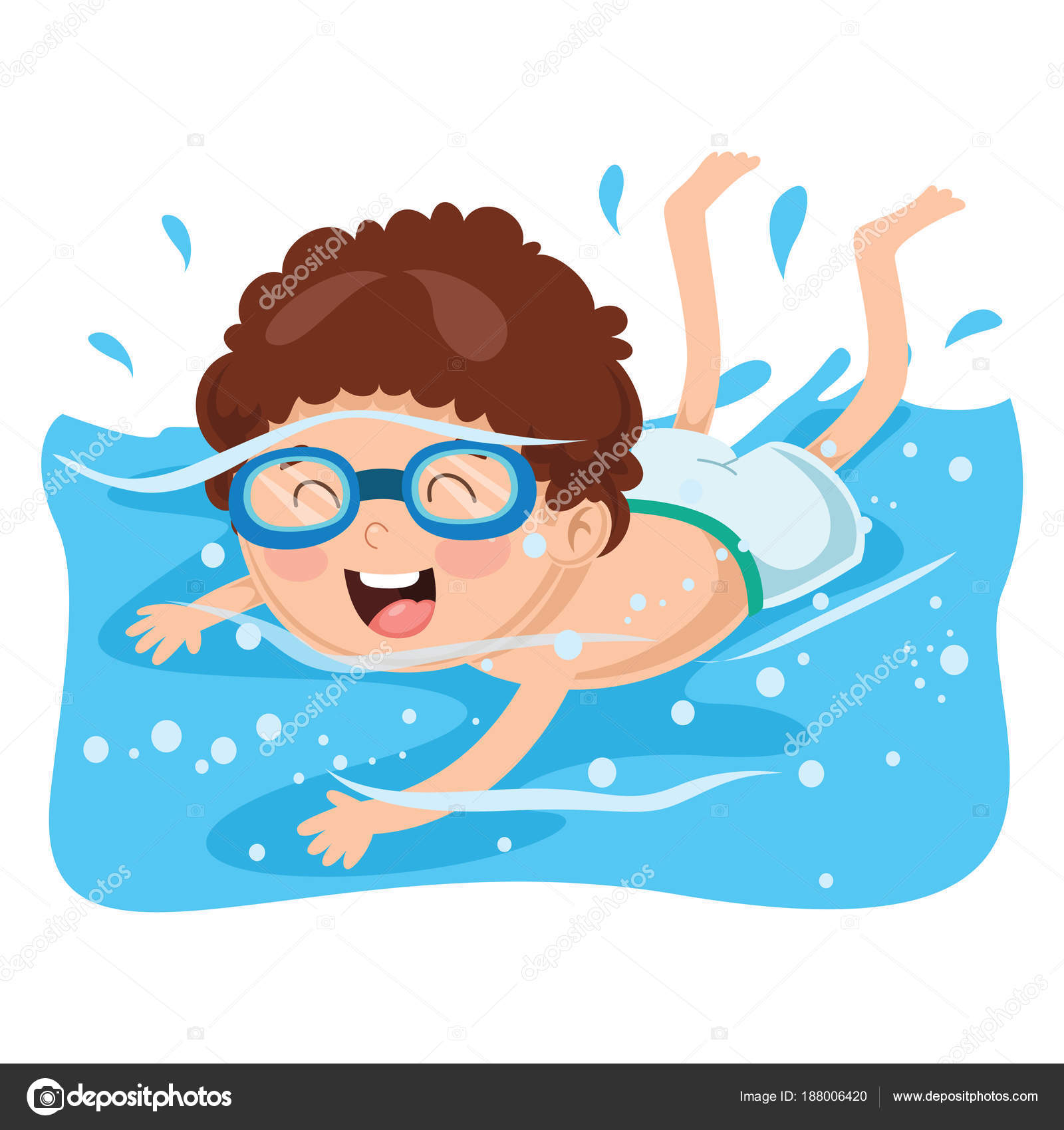 Children Swimming Animated