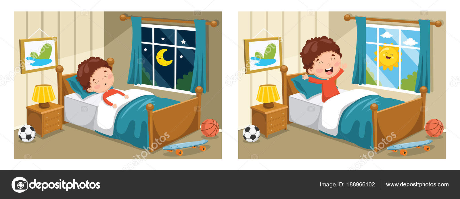 Kid Awake In Bed Cartoon