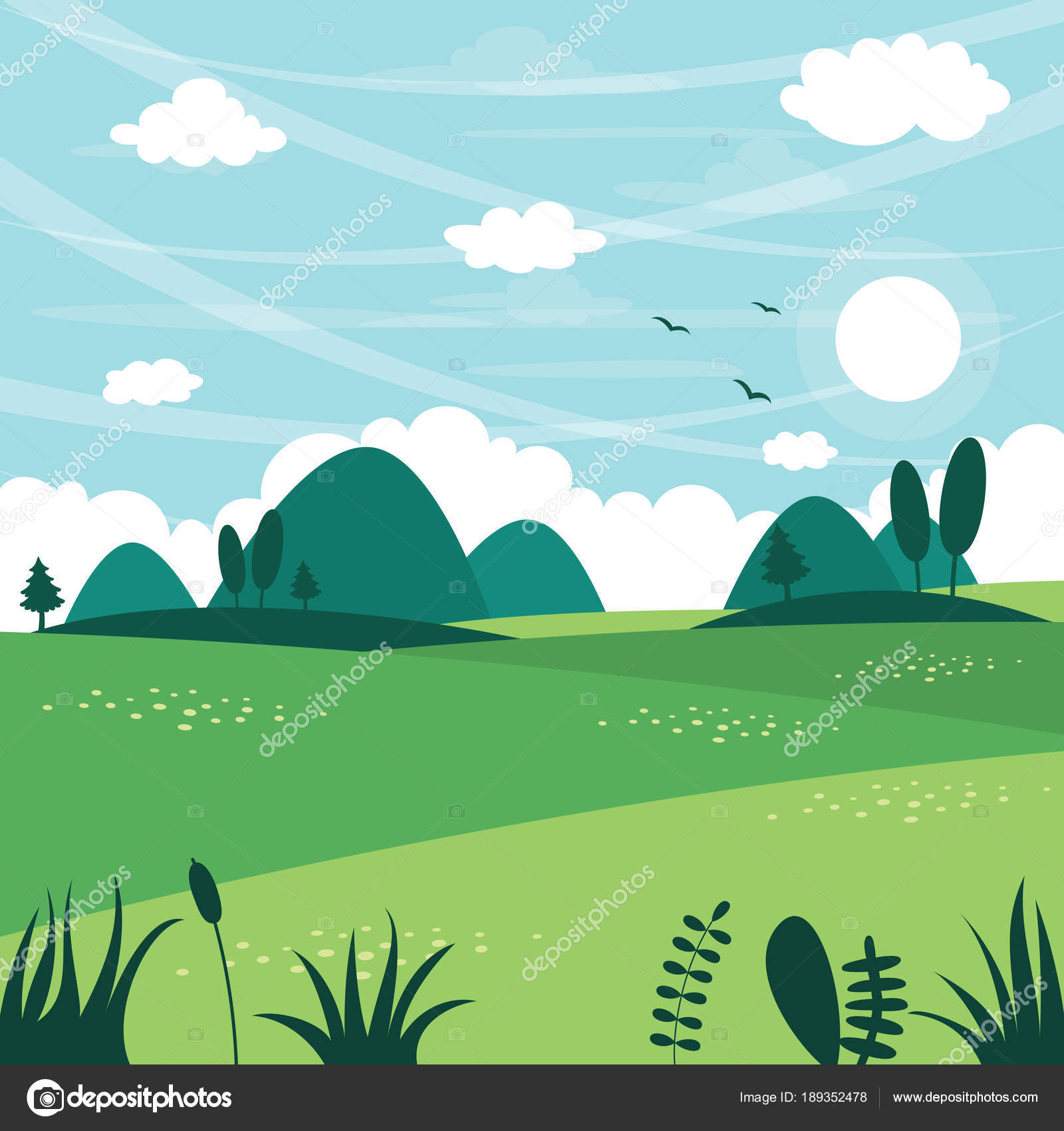Vector Illustration Flat Landscape Stock Vector Image by ©yusufdemirci ...