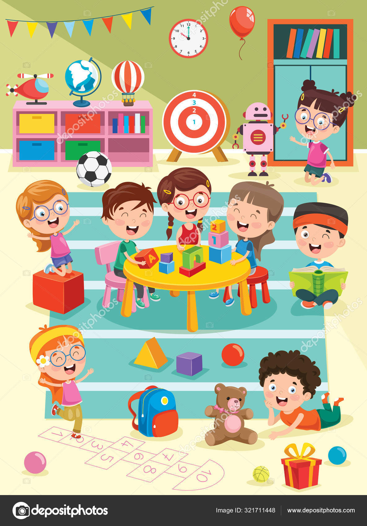 Cartoon Preschool Classroom