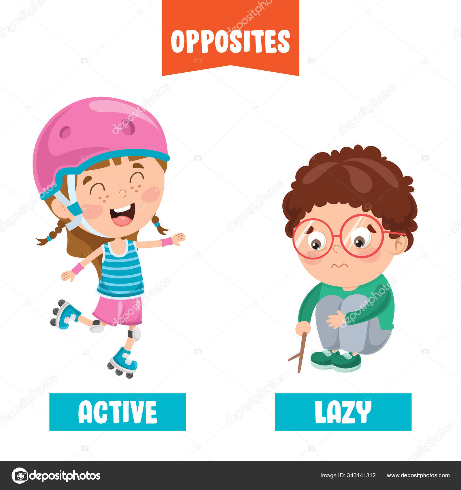 Adjectives Cartoon Drawings Stock Vector Image by ©yusufdemirci #343141312