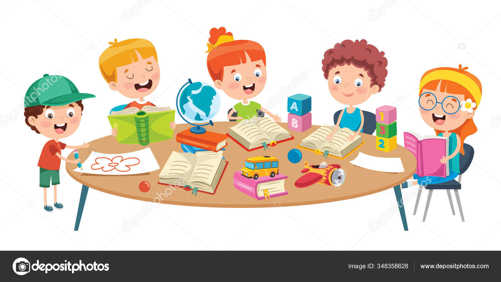 Children Studying Clip Art