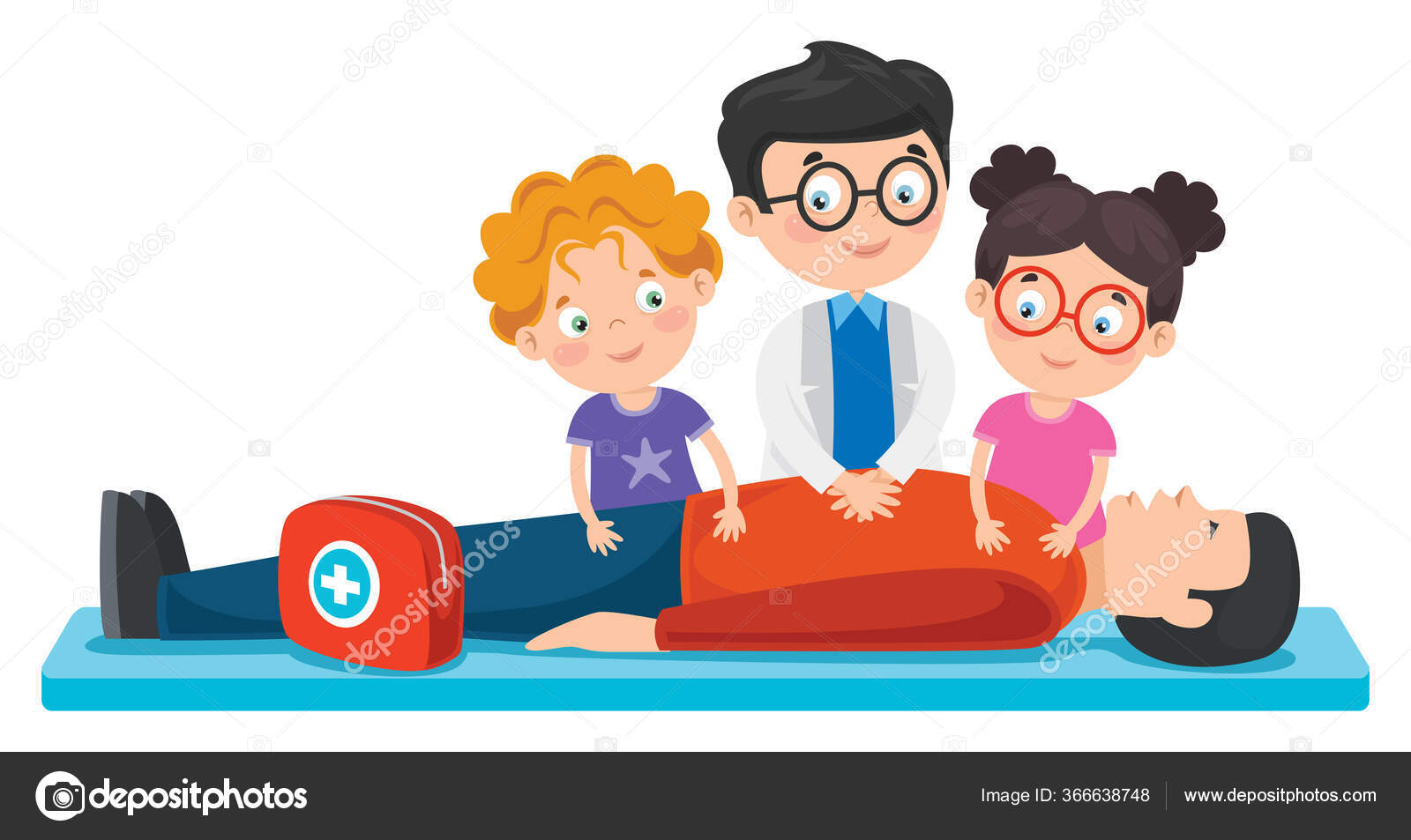 Cartoon Character Training First Aid Stock Vector Image by ...