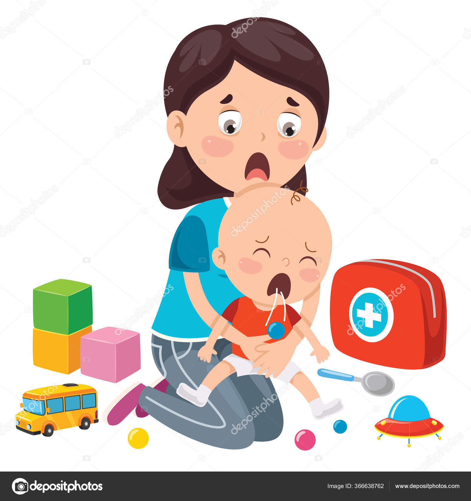 Realización Primeros Auxilios Rcp Para Bebés Vector de stock #366638762 ...