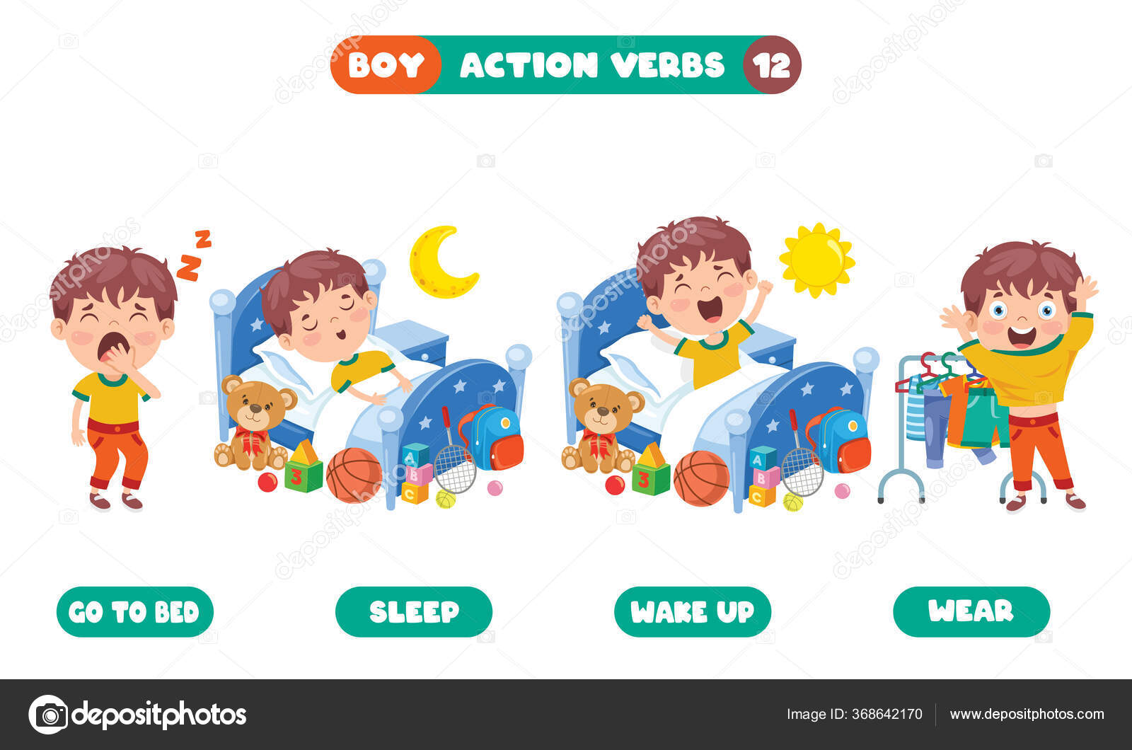 Action Verbs Children Education Stock Vector Image by ©yusufdemirci ...