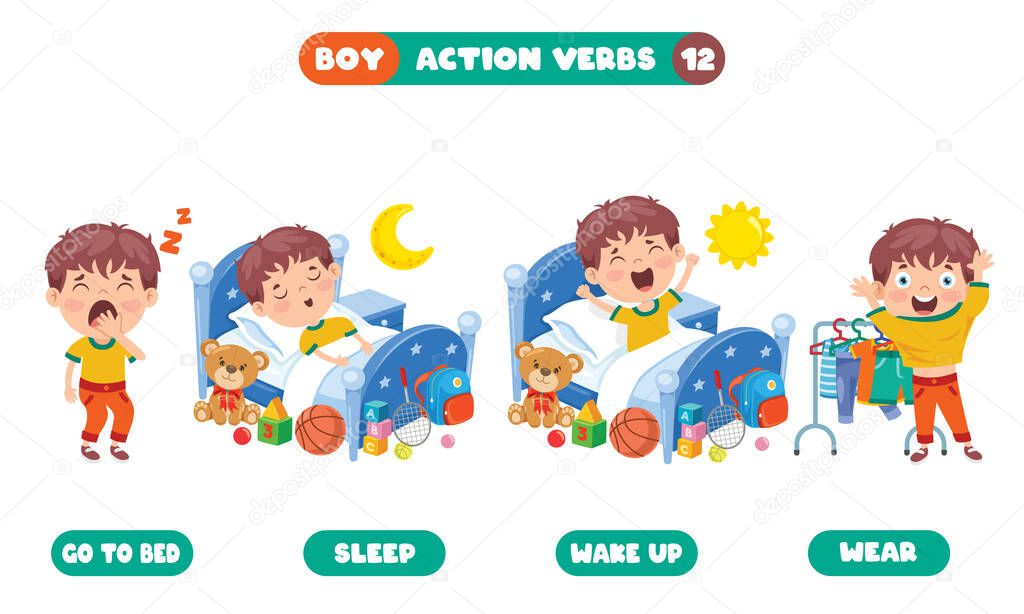 Verbos Acción Para Niños Educación Vector de stock por ©yusufdemirci ...