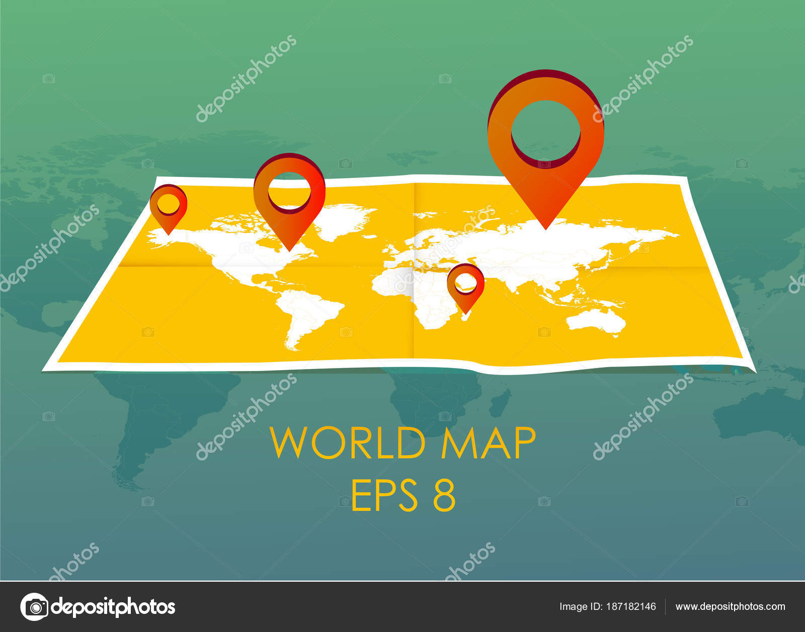 Vector Map World Map Navigation Icons Vector Illustration Stock Vector ...