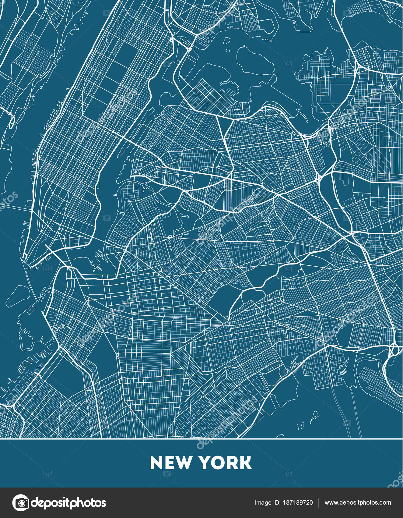 Vector City Map New York Well Organized Separated Layers Vector Stock ...
