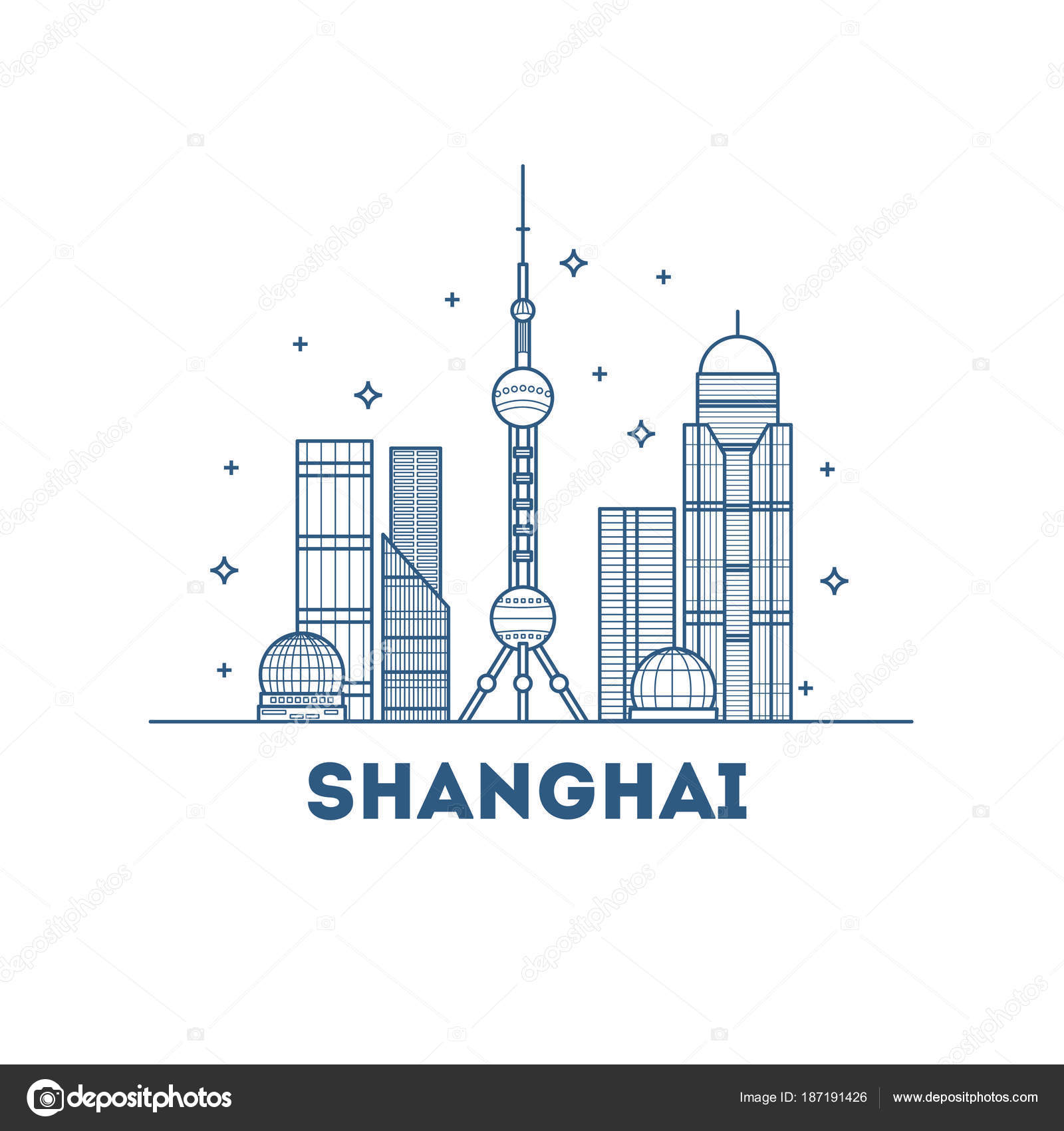 Shanghai Vector City Silhouette Windows Vector Illustration — Stock ...